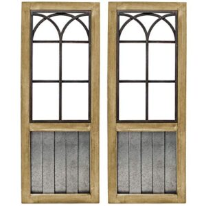 FirsTime & Co. Willow Farms Window Wall Plaque Set, 31.5" H x 12" W (Each), Brown, Silver, Metallic Gray