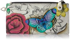 anna by anuschka women’s hand painted genuine leather organizer wallet – floral paradise