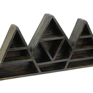 Zeckos Dark Brown Wooden Geometric Triangle Crystal Display Shelf 16.5 x 7.75 x 2 inch