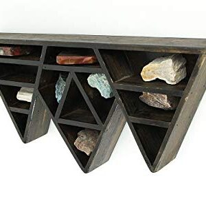 Zeckos Dark Brown Wooden Geometric Triangle Crystal Display Shelf 16.5 x 7.75 x 2 inch