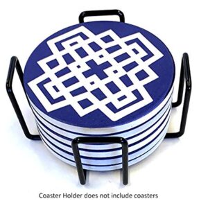 4.5 Inch Premium Black Iron Metal Coaster Holder for Both Round and Square Coasters New Modern Design. Stronger, Thicker Construction Holds Up to 7 Coasters (1)