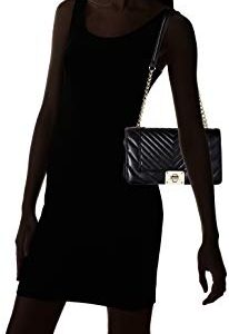 Karl Lagerfeld Paris womens Lara Quilted Shoulder Bag, Black/Gold, One Size US