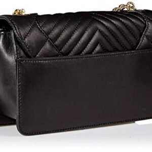 Karl Lagerfeld Paris womens Lara Quilted Shoulder Bag, Black/Gold, One Size US