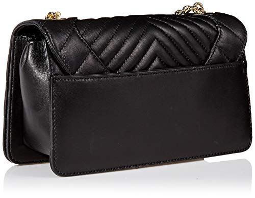 Karl Lagerfeld Paris womens Lara Quilted Shoulder Bag, Black/Gold, One Size US