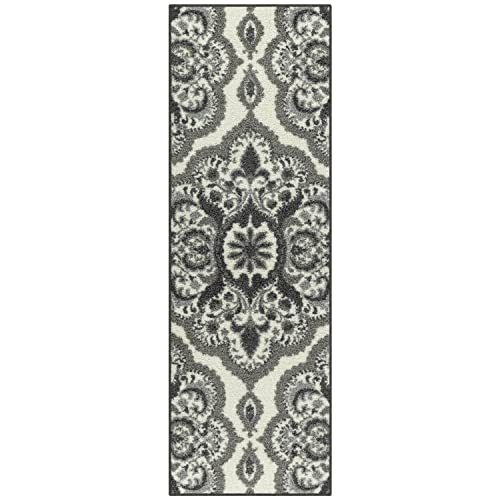 Vivian Medallion Runner Rug Non Slip Hallway Entry Carpet [Made in USA], 2 x 6, Grey