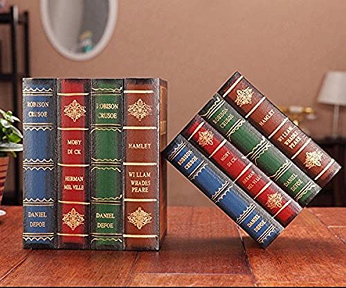 B&S FEEL Wooden Antique Book Box, Set of 2