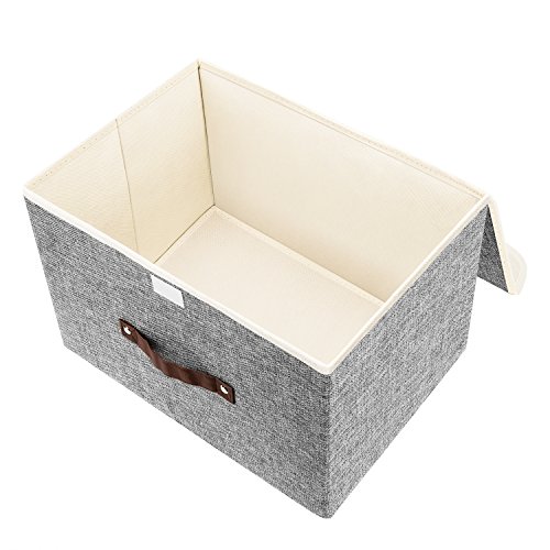 TYEERS Foldable Storage Boxes with Lids 2 Pack Fabric Storage Bins with Lids, Closet Organizers for Clothes Storage, Room Organization, Office Storage, Toys - Gray