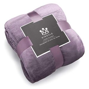 kingole flannel fleece microfiber throw blanket, luxury lavender purple twin size lightweight cozy couch bed super soft and warm plush solid color 350gsm (66 x 90 inches)