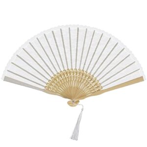 nuomi lace folding fan handheld for women handmade bamboo folded fans, decorative party favor gift