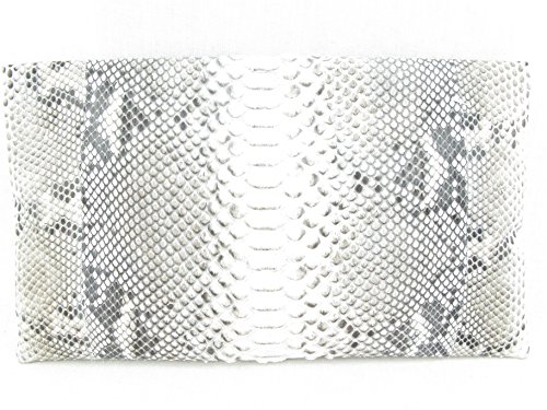 Pelgio Genuine Python Snake Skin Leather Soft Fold Clutch Bag Purse (Scale Reticulated Matte Natural)