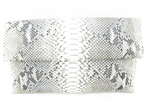 Pelgio Genuine Python Snake Skin Leather Soft Fold Clutch Bag Purse (Scale Reticulated Matte Natural)