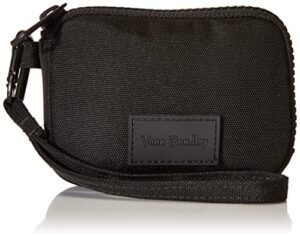 vera bradley women’s recycled lighten up reactive zip-around wristlet with rfid protection, black, one size