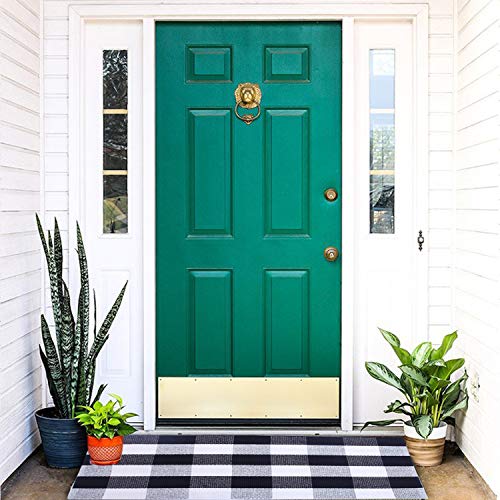 LHtrade Outdoor Rug Cotton Rug Buffalo Checkered Plaid Area Rug Door Mat for Entry Way Washable Doormat Bedroom Carpet Welcome Mat(24" x 51", Black and White Plaid Rug)