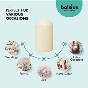 BOLSIUS Set of 12 Ivory Pillar Candles - Unscented 43 Hour Long Lasting Candles - 2.75-x 5-inch Dripless Clean Burning Smokeless Dinner Candle - Perfect for Weddings Parties and Special Occasions