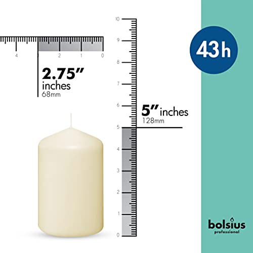 BOLSIUS Set of 12 Ivory Pillar Candles - Unscented 43 Hour Long Lasting Candles - 2.75-x 5-inch Dripless Clean Burning Smokeless Dinner Candle - Perfect for Weddings Parties and Special Occasions