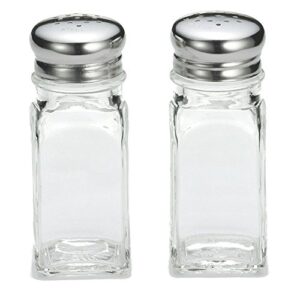 tablecraft square glass 2 oz salt & pepper shakers with s/s tops