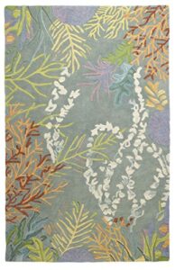 company c to-bay-go area rug wool 1′ x 1′ sample aqua multi