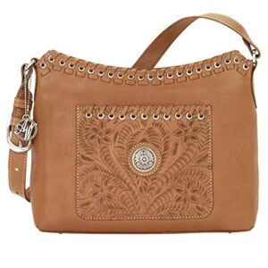 american west leather hobo – zip-top shoulder bag (harvest moon golden tan)