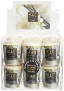 root 20 hour votive candles, french vanilla scent, ivory, 18-pack box