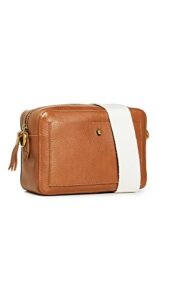 madewell women’s transport camera bag, english saddle/cream webbing, tan, one size