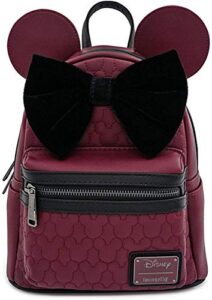 loungefly minnie mouse maroon quilted womens double strap shoulder bag purse