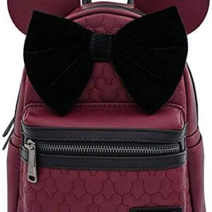 Loungefly Minnie Mouse Maroon Quilted Womens Double Strap Shoulder Bag Purse