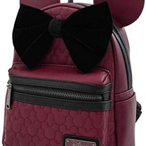 Loungefly Minnie Mouse Maroon Quilted Womens Double Strap Shoulder Bag Purse