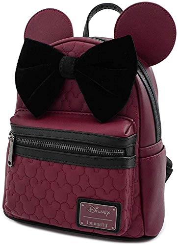 Loungefly Minnie Mouse Maroon Quilted Womens Double Strap Shoulder Bag Purse