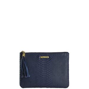 GiGi New York Handcrafted Womens Leather All in One Embossed Python Bag Navy