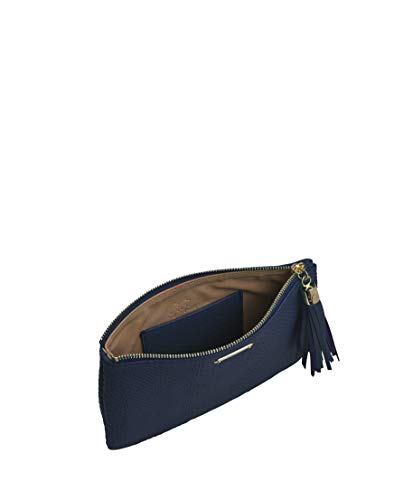 GiGi New York Handcrafted Womens Leather All in One Embossed Python Bag Navy