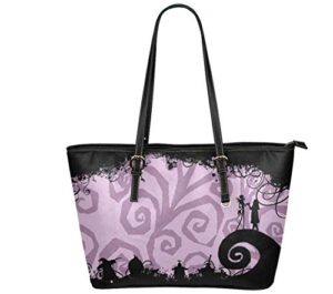 jack and sally print women’s leather tote shoulder bag big capacity work travel handbag (15)