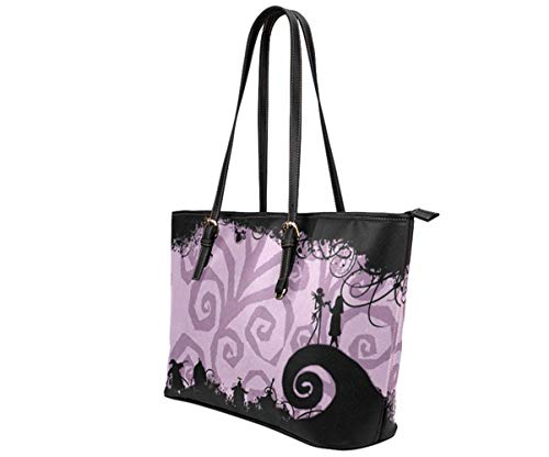 Jack and Sally Print Women's Leather Tote Shoulder Bag Big Capacity Work Travel Handbag (15)