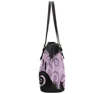 Jack and Sally Print Women's Leather Tote Shoulder Bag Big Capacity Work Travel Handbag (15)