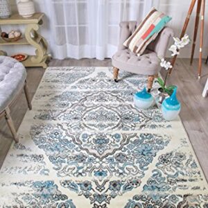 Distressed Rugs for Living Room Clearance (Medium 5'x8', Ivory)