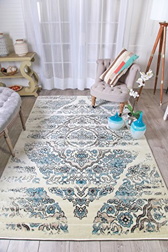 Distressed Rugs for Living Room Clearance (Medium 5'x8', Ivory)