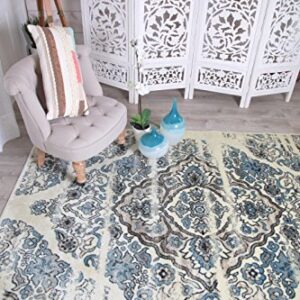 Distressed Rugs for Living Room Clearance (Medium 5'x8', Ivory)