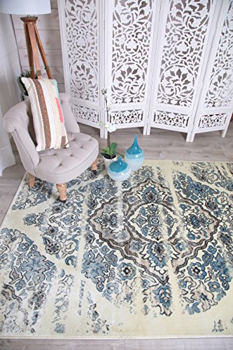 Distressed Rugs for Living Room Clearance (Medium 5'x8', Ivory)