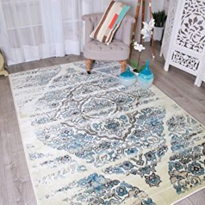 Distressed Rugs for Living Room Clearance (Medium 5'x8', Ivory)