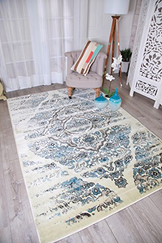 Distressed Rugs for Living Room Clearance (Medium 5'x8', Ivory)