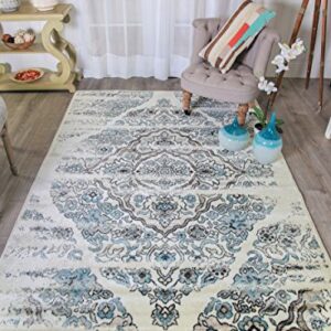 Distressed Rugs for Living Room Clearance (Medium 5'x8', Ivory)