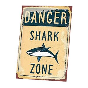 Weytff Danger Shark Zone Danger Metal Sign Home Pub Wall Decor