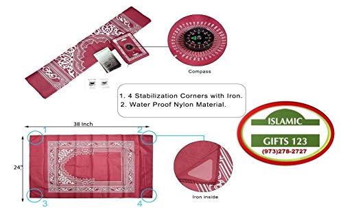 litymitzromq Ultra Soft Indoor Area Rugs, Portable Islamic Muslim Religious Compass Prayer Carpet Mat Pad Festival Supply Muslim Prayer Mat Red