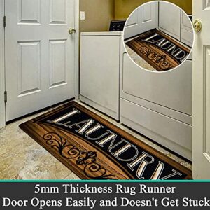 Pauwer Farmhouse Laundry Room Rugs Runner 20"x48" Non Slip Waterproof Laundry Mats Kitchen Floor Carpet Durable Cushioned Natural Rubber Foam Area Rug for Laundry Room Kitchen Bathroom