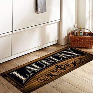 Pauwer Farmhouse Laundry Room Rugs Runner 20"x48" Non Slip Waterproof Laundry Mats Kitchen Floor Carpet Durable Cushioned Natural Rubber Foam Area Rug for Laundry Room Kitchen Bathroom