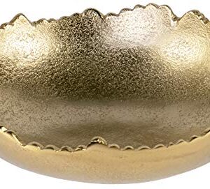 Red Co. 8.75” Gold Moon Decorative, Asymmetrical Torn, Hammered Metal Centerpiece Bowl with Sculpted Edges