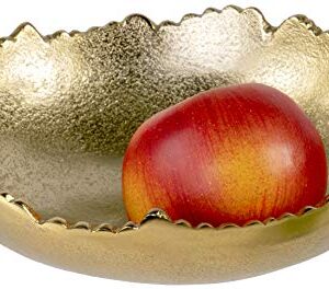 Red Co. 8.75” Gold Moon Decorative, Asymmetrical Torn, Hammered Metal Centerpiece Bowl with Sculpted Edges