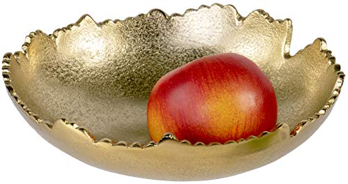 Red Co. 8.75” Gold Moon Decorative, Asymmetrical Torn, Hammered Metal Centerpiece Bowl with Sculpted Edges