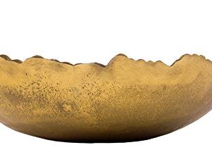 Red Co. 8.75” Gold Moon Decorative, Asymmetrical Torn, Hammered Metal Centerpiece Bowl with Sculpted Edges