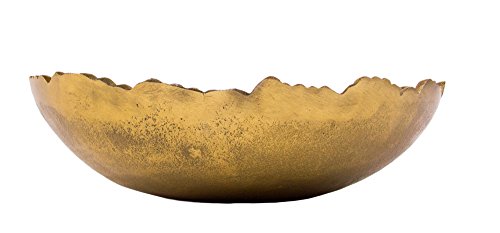 Red Co. 8.75” Gold Moon Decorative, Asymmetrical Torn, Hammered Metal Centerpiece Bowl with Sculpted Edges