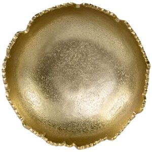 Red Co. 8.75” Gold Moon Decorative, Asymmetrical Torn, Hammered Metal Centerpiece Bowl with Sculpted Edges